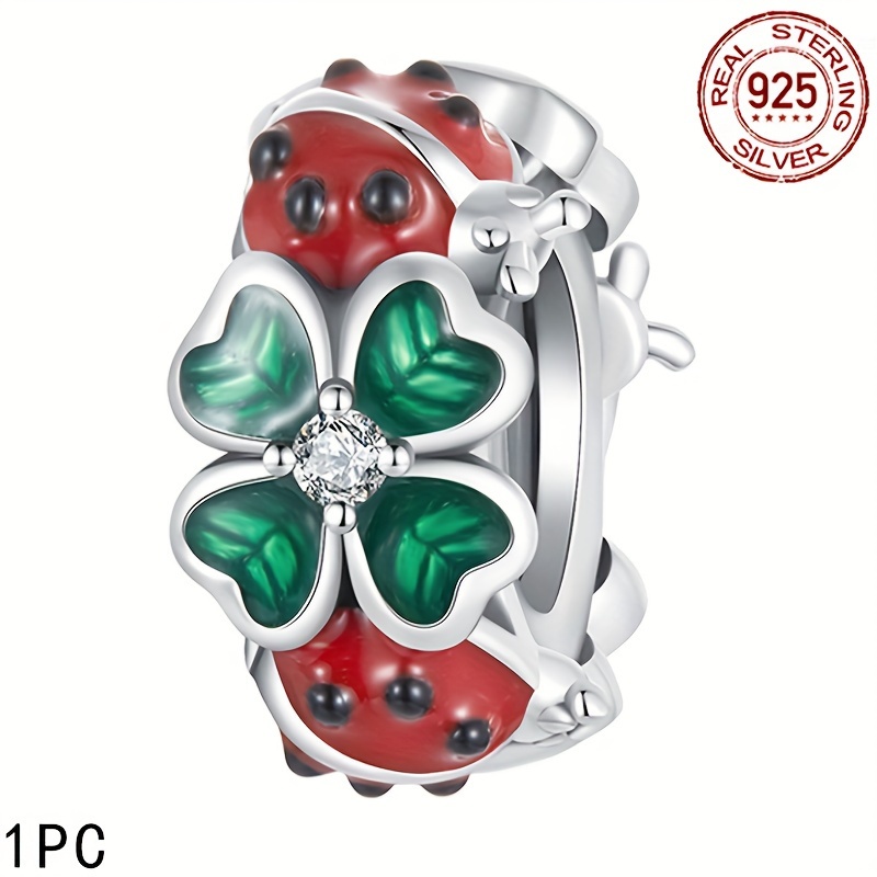 925 Sterling Silver Fashion Synthetic Zircon Flower Ladybug - Temu ...