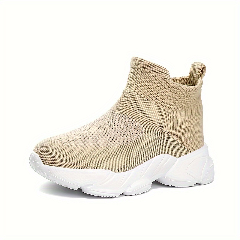 High Top Sock Sneakers Women's Solid Color Knitted Elastic - Temu Canada