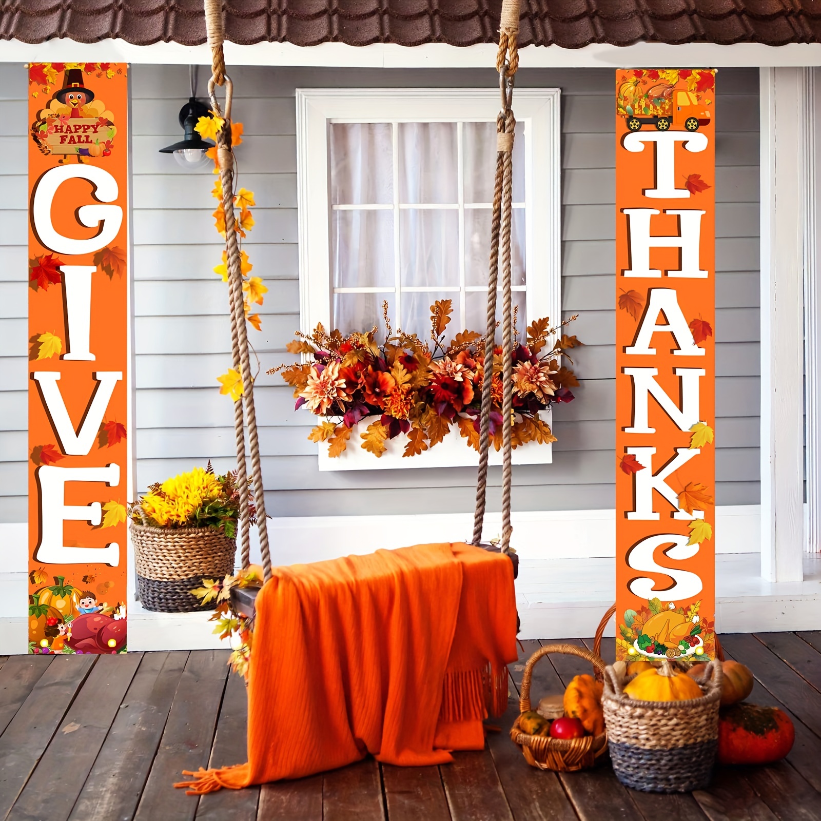 Hanging Banner Porch Sign Autumn Pumpkin Maple - Temu