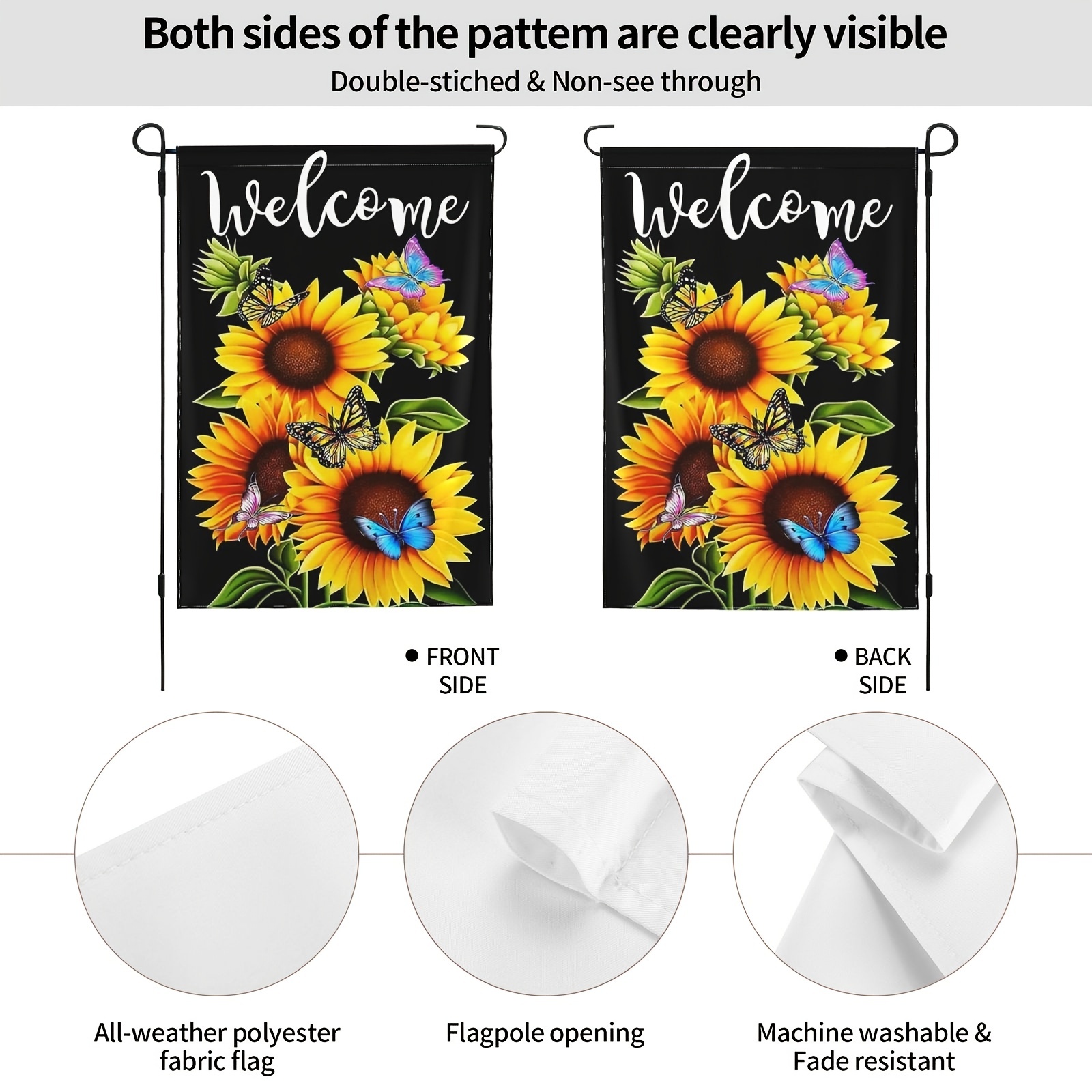 Welcome Garden Flag Double Sided Sunflower Butterfly Yard - Temu Australia