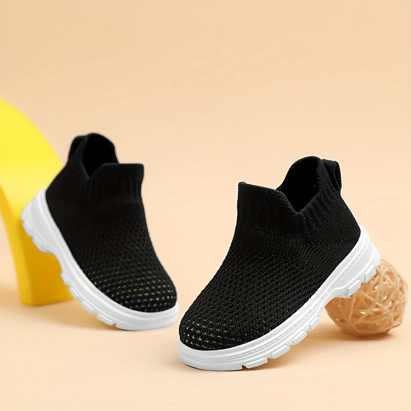 Boy's Solid Trendy Slip Sock Shoes Breathable Woven Knit - Temu United ...