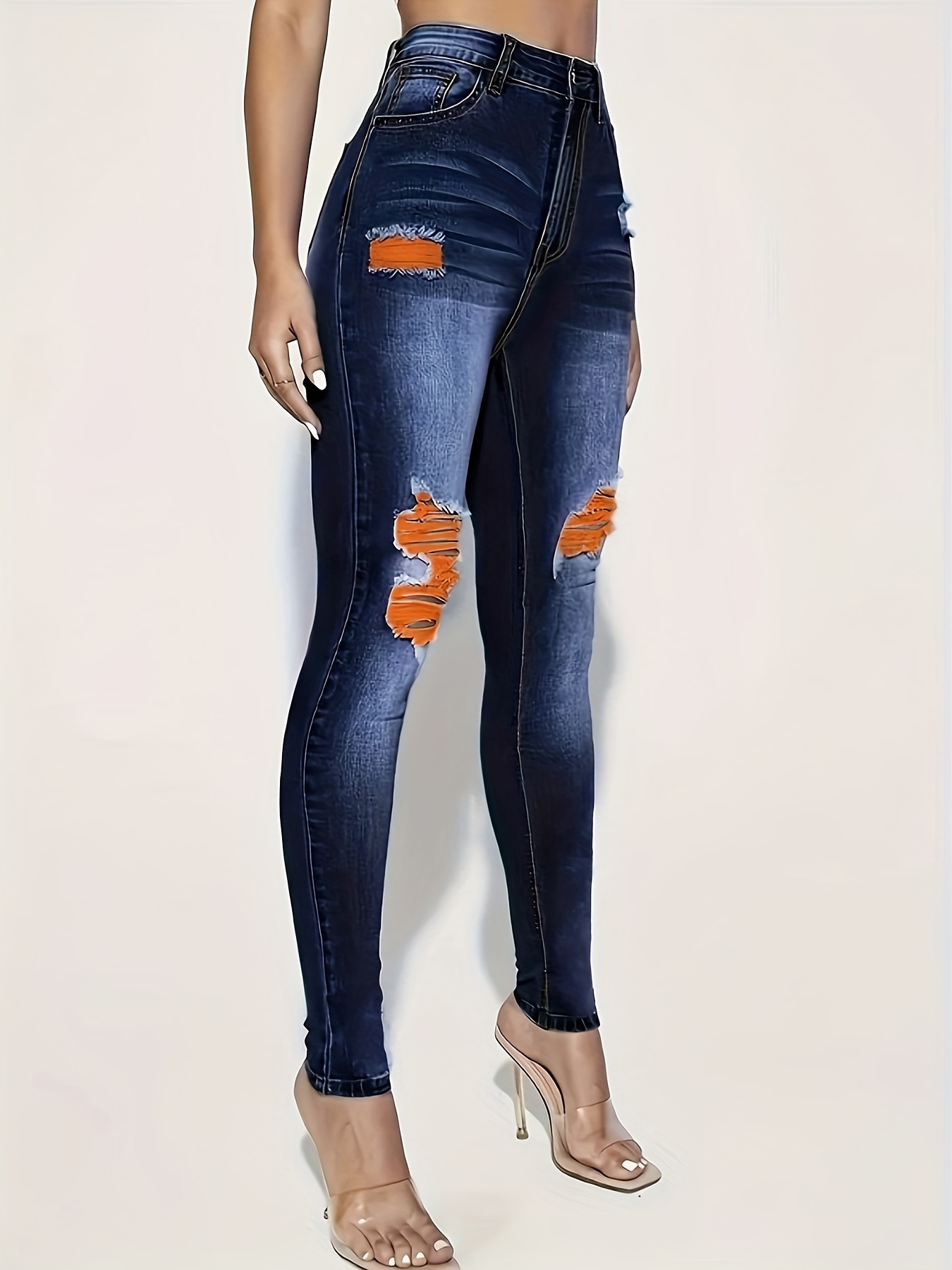 Ежедневни Тесни Дънки Със Скъсани Дупки Тесни Дънки Със Temu Bulgaria