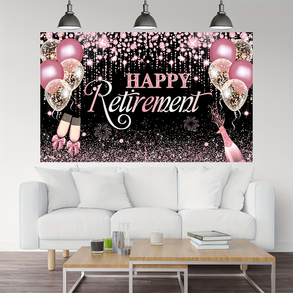 Happy Retirement Backdrop Black Glitter Diamond Balloon - Temu