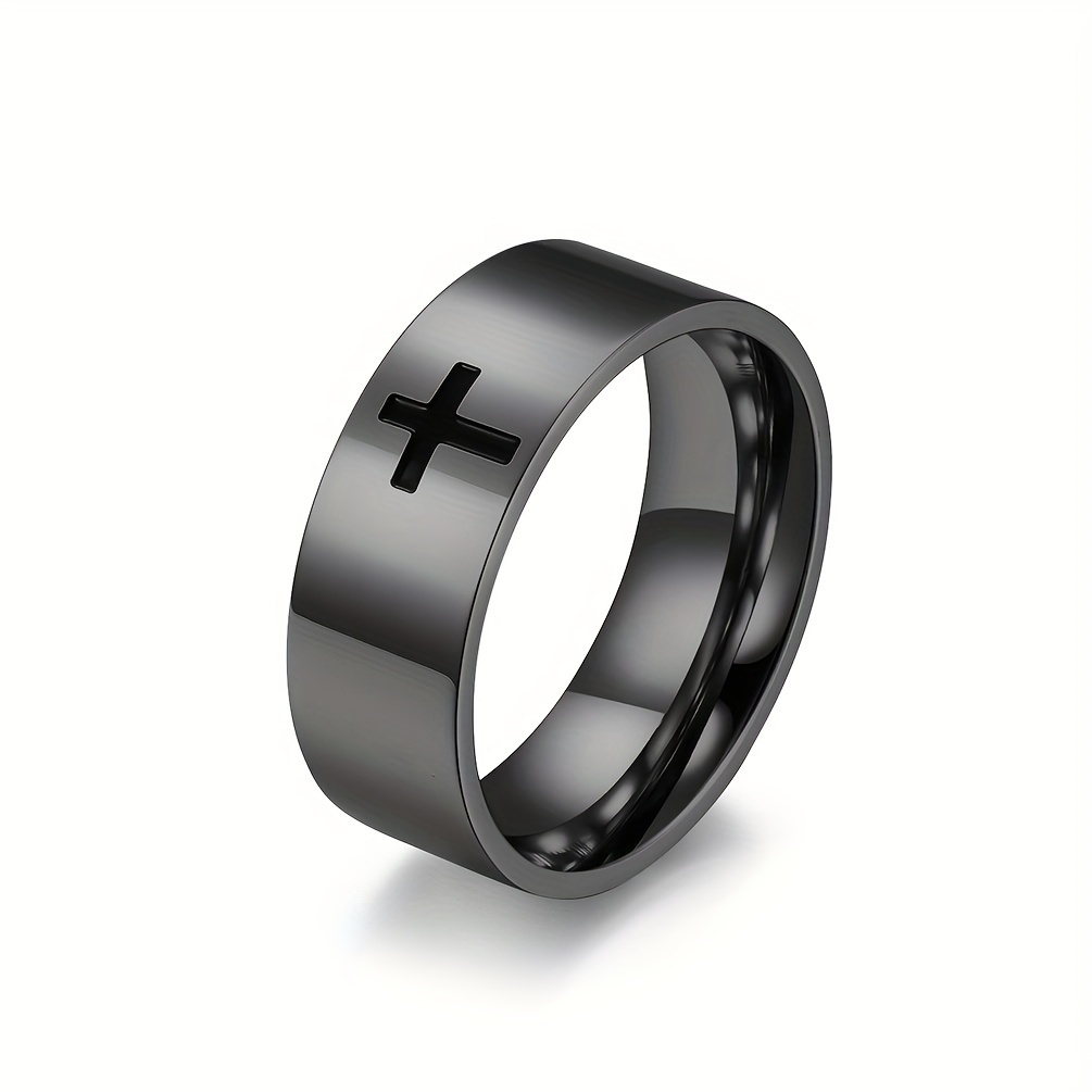 Minimalist Stainless Steel Cross Ring Religious Hand Jewelry - Temu ...