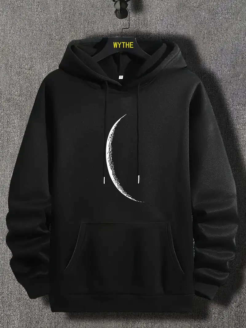 Moon Print Hoodies Men Graphic Sweatshirt Kangaroo Pocket Temu Norway