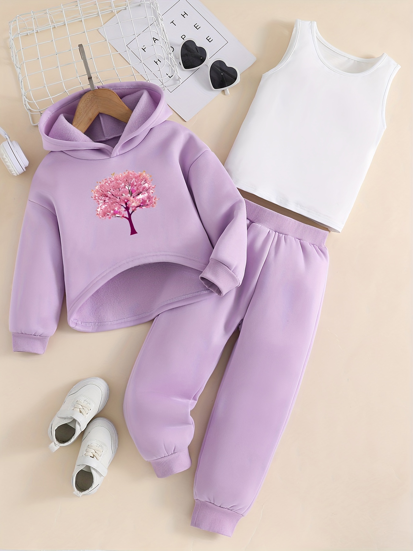 Sakura Tree Print Girls Comfy Versatile Outfits Spring Fall - Temu ...