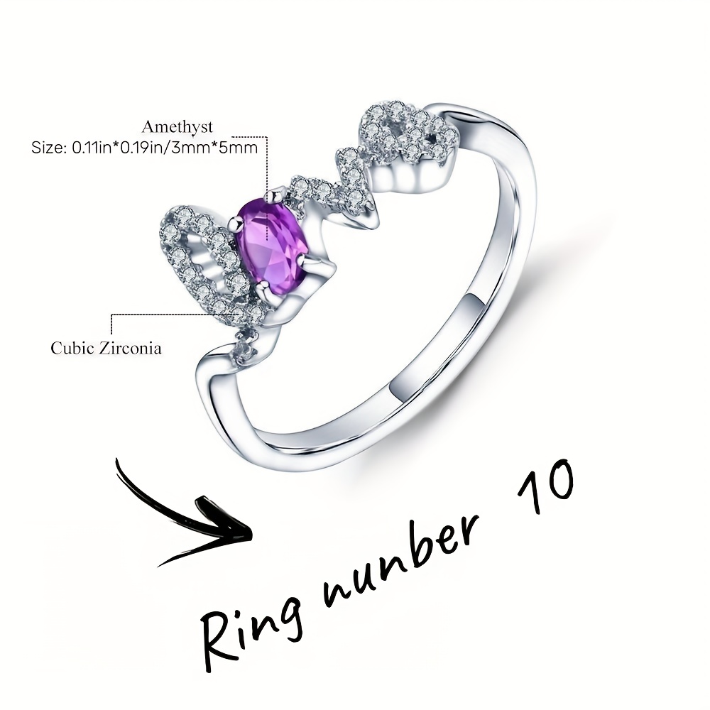 925 Silver Inlaid Natural Colored Gemstone Love Letter Ring - Temu ...