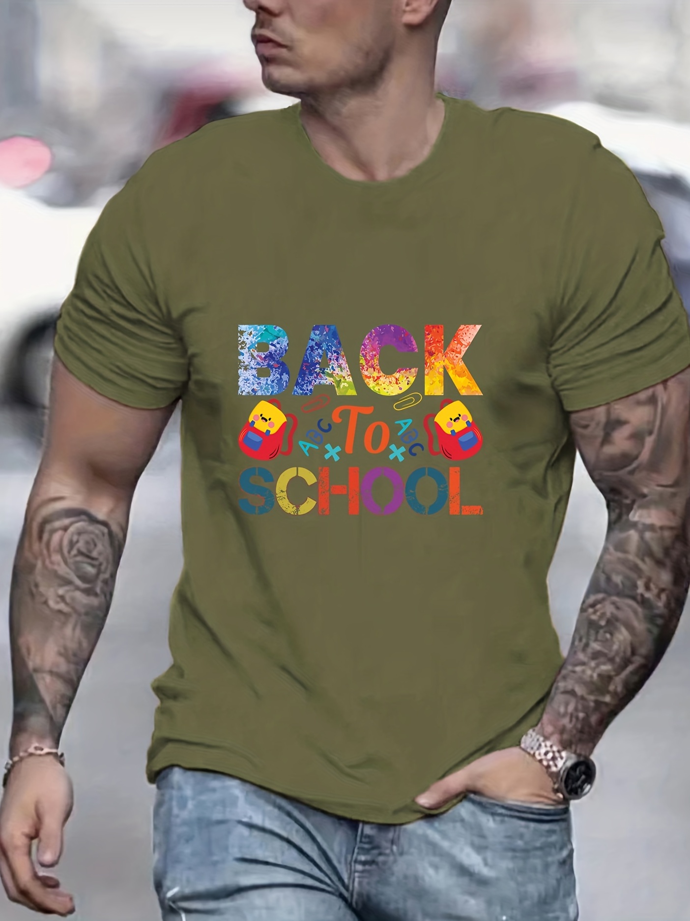 Tegnefilm Back To School Print Grafisk design til mænd Aktiv - Temu Denmark