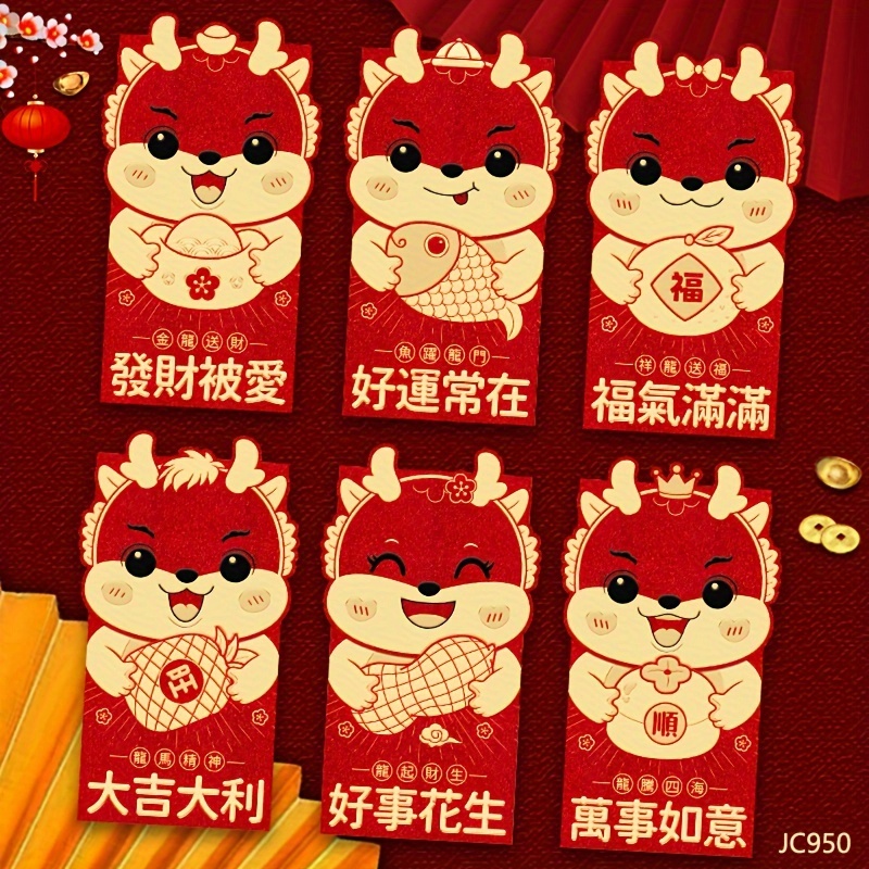 6pcs Dragon Year Red Envelopes New Three Dimensional - Temu Ireland