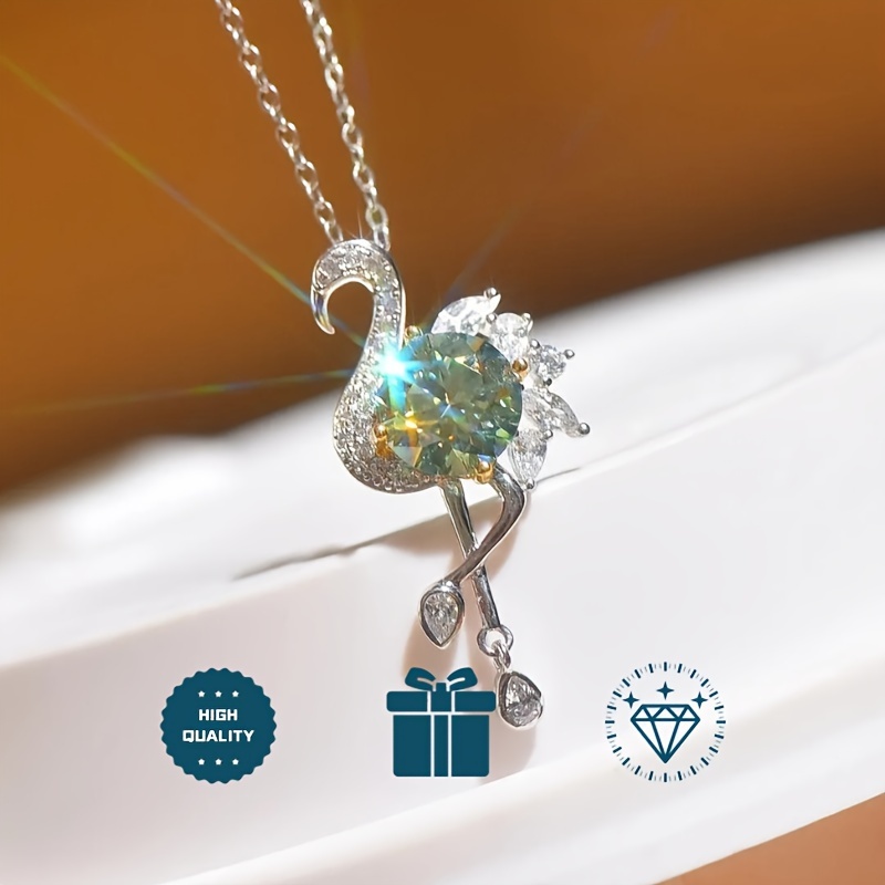 S925 Sterling Silver Crane Round Cut Blue green Moissanite - Temu Denmark