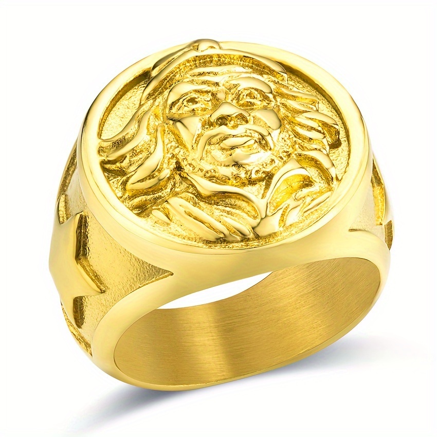 Fashion Stainless Steel Golden Ring Men Five pointed Star - Temu Denmark