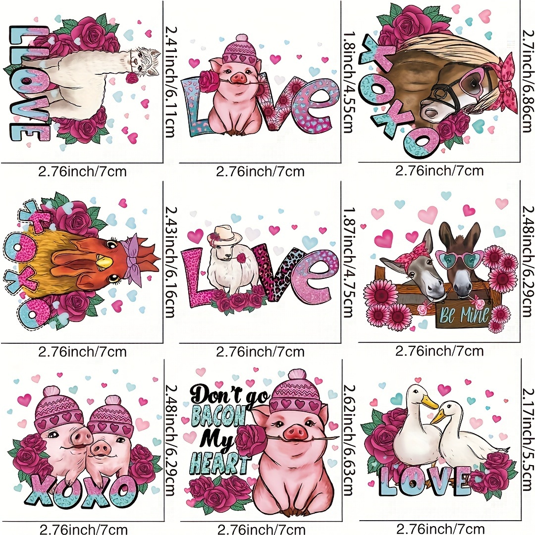 Farm Animal Valentine's Day Iron Patches Heat Transfers - Temu Canada