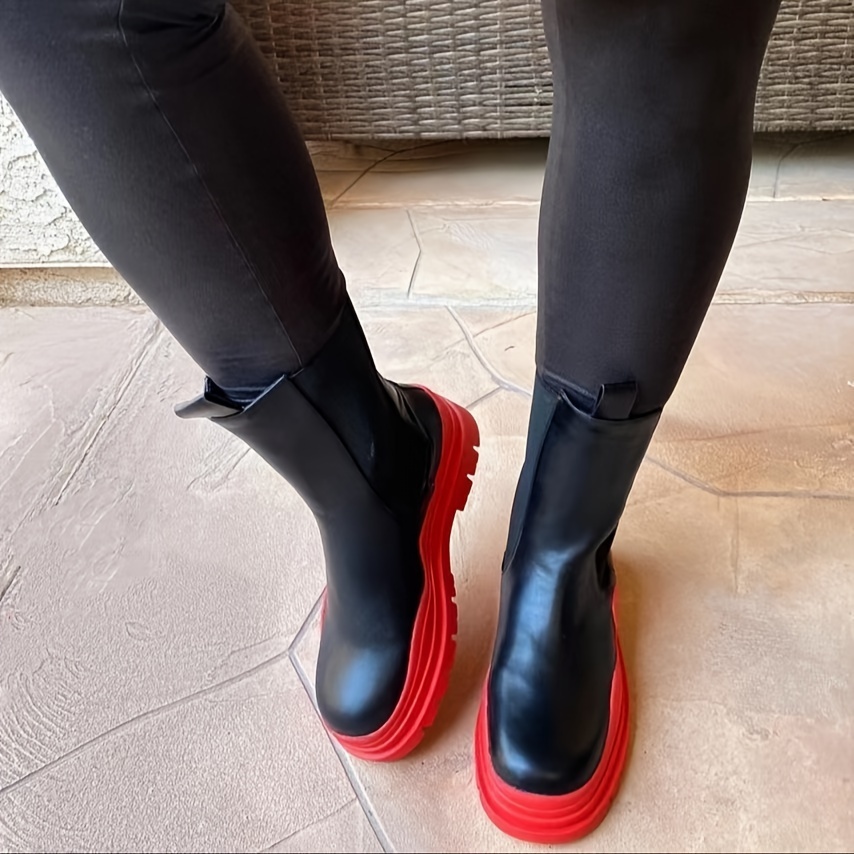 Solid Color Trendy Boots Women s Slip Om Comfy Platform - Temu Canada