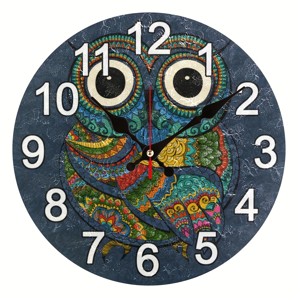 Tribal Owl Wall Clock Non Ticking Silent Kitchen Clock Large - Temu Canada