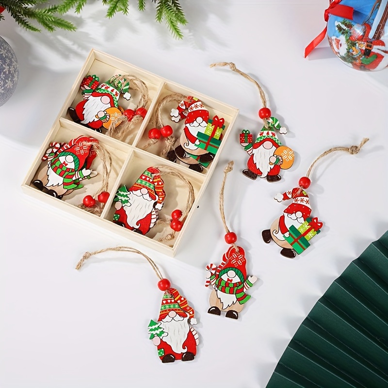 New Christmas Painted Wooden Pendant Santa Gifts Christmas - Temu Australia