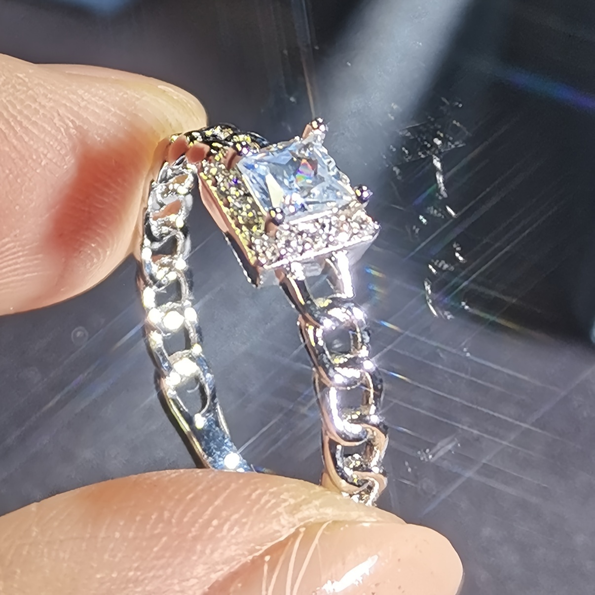 Exquisite Promise Ring Inlaid Shining Zirconia In Square - Temu United ...