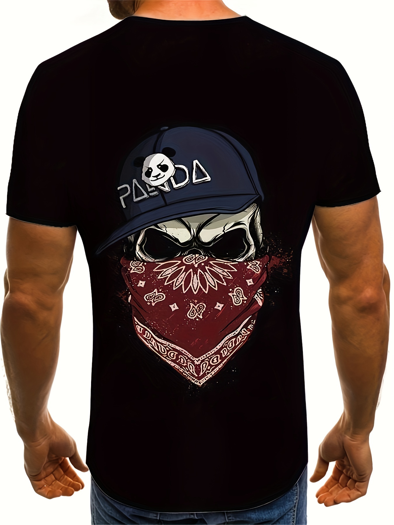 Skeleton Print, Men's Graphic Design Crew Neck Active T-shirt, Casual ...