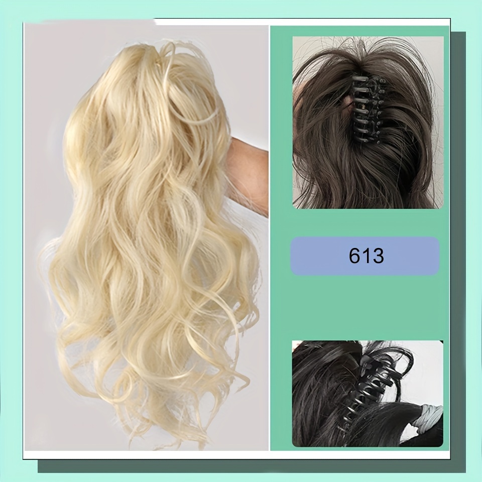 Short Ponytail Hair Extension Claw Clip Large Wavy Ponytail - Temu ...