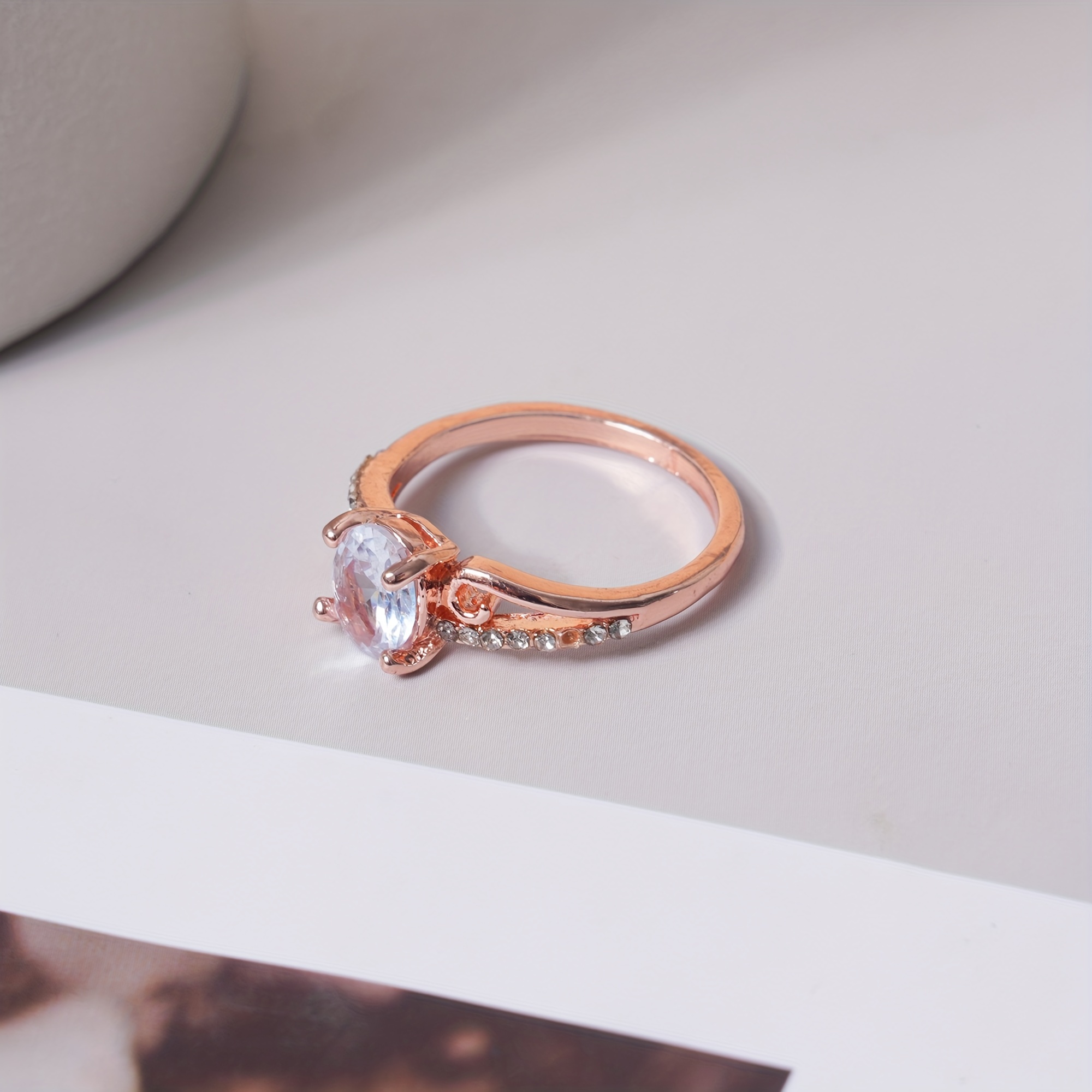 Fashionable Oval shaped Cubic Zirconia Decorated Ring - Temu United Kingdom