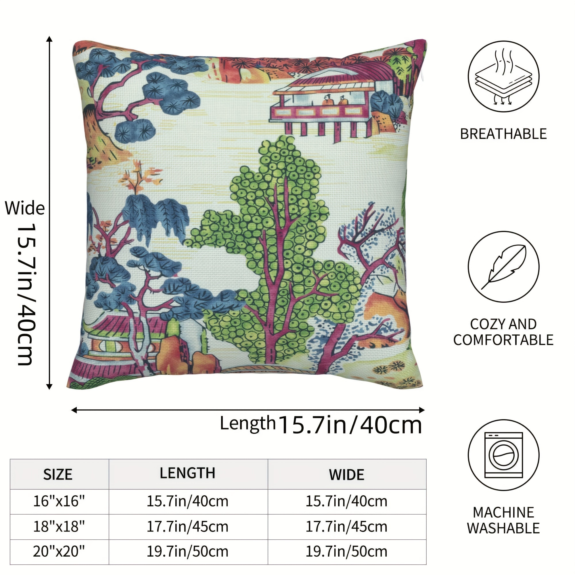 Printed Linen Pillowcase Double sided Home Multi scene - Temu Australia