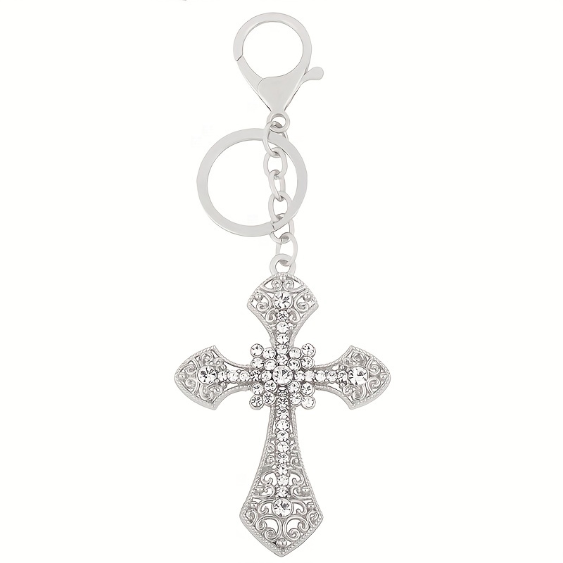 Y2k Micro inlaid Rhinestone Cross Metal Keychain For Men - Temu United ...
