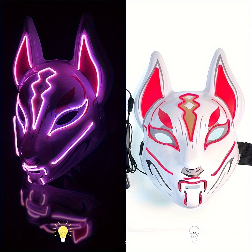 Led Fox Mask Cosplay Costume Props Cool Unique Bar Rave - Temu