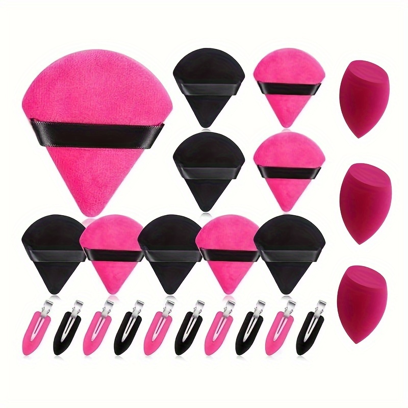 Triangle Makeup Puffs Hair Clips Makeup Sponge Kit Wet And - Temu Ireland