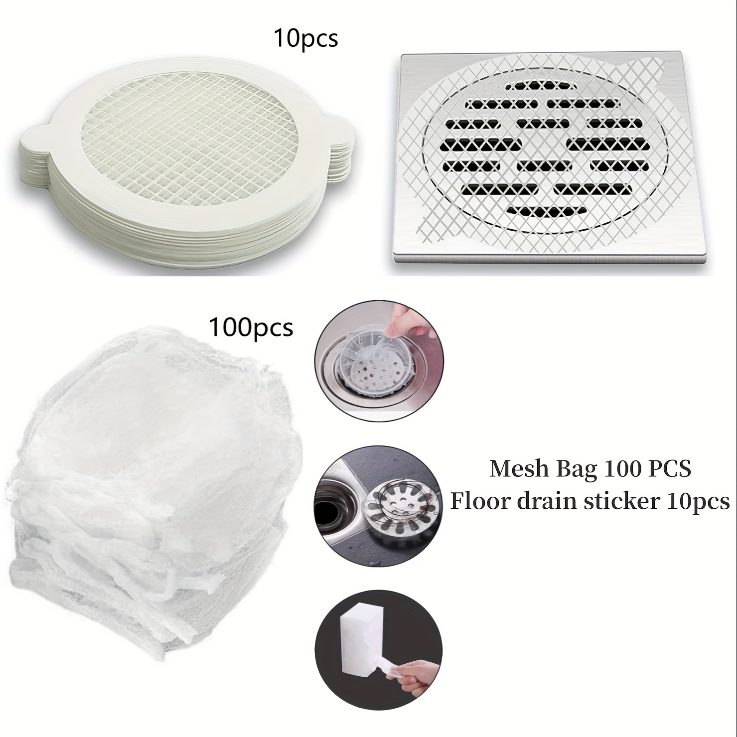 Sink Strainer Mesh Bag Disposable Floor Drain Stickers - Temu Ireland