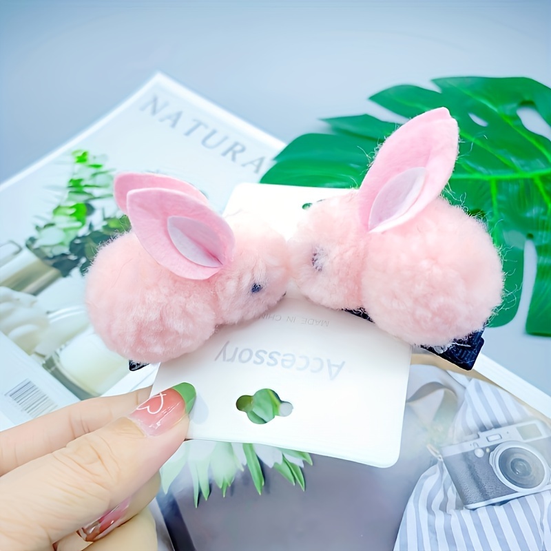 New Cute Cartoon Bunny Hair Clip Plush Cute Side Clip Hair - Temu ...