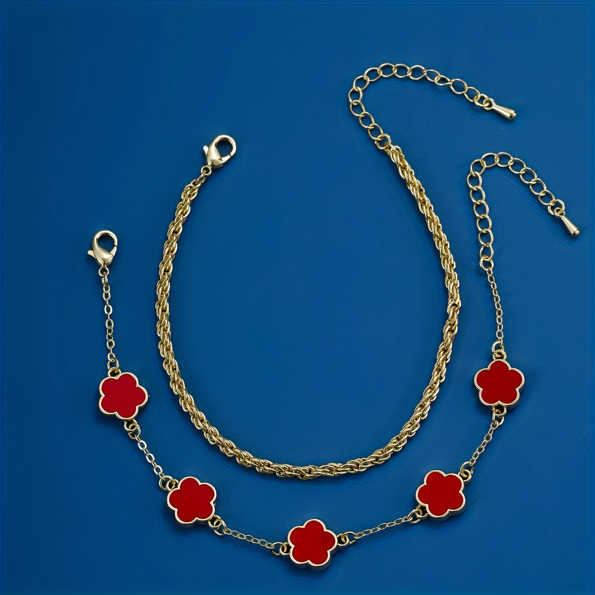 Flower Thin Chain Bracelet Set Elegant Stackable Hand Chain - Temu ...