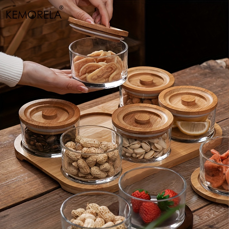 Bamboo Wood Compartment Snack Bowl Sealed Moisture proof Tea - Temu