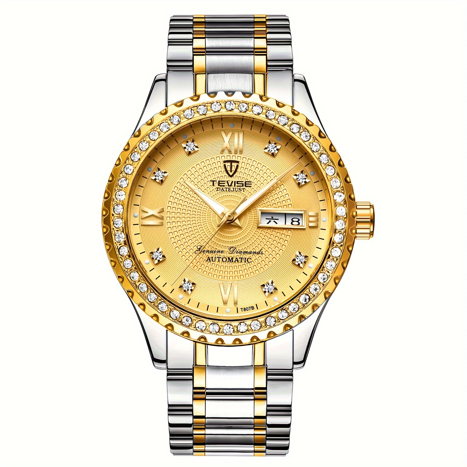 Rhinestone Men's Wristwatch Calendar Date Glow - Temu United Kingdom