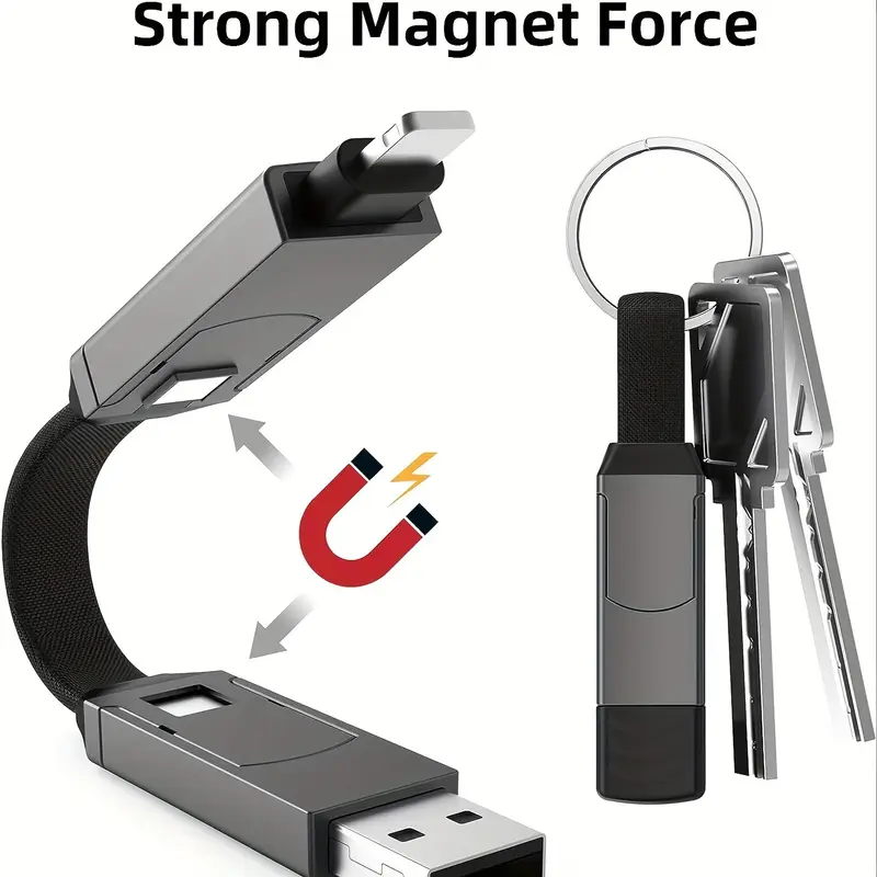 멀티 충전 케이블 쇼트 여행용 휴대용 마그네틱 키링 5 In 1 Usb 충전기 데이터 코드 Pd 60w Usb Ac