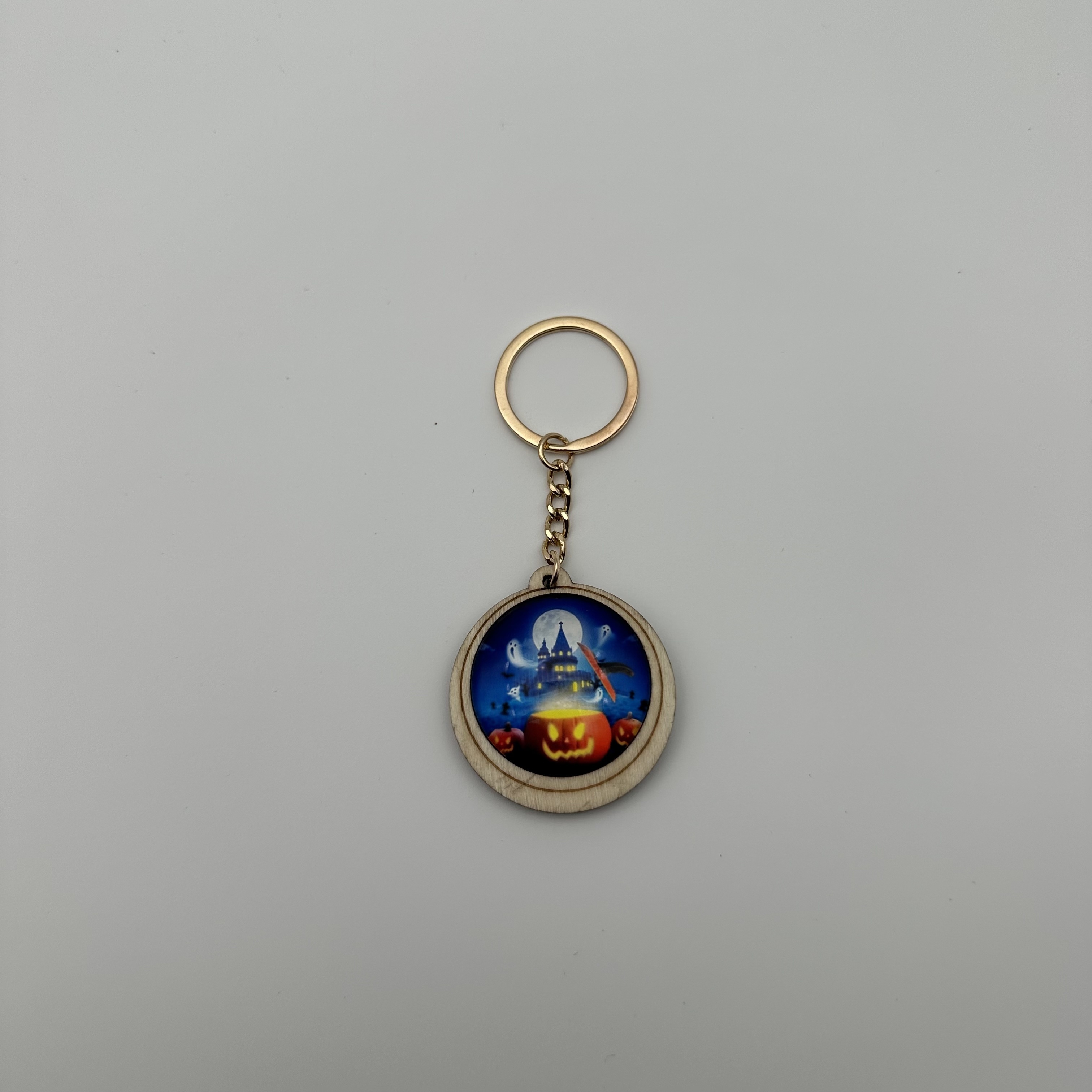 Round Glass Halloween Pumpkin Ghost Festival Pendant Wooden - Temu New ...