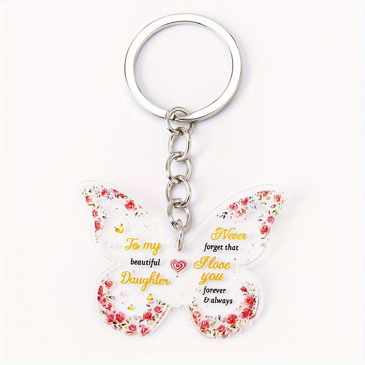 Acrylic Transparent Rose Butterfly Keychain Creative Pendant - Temu ...