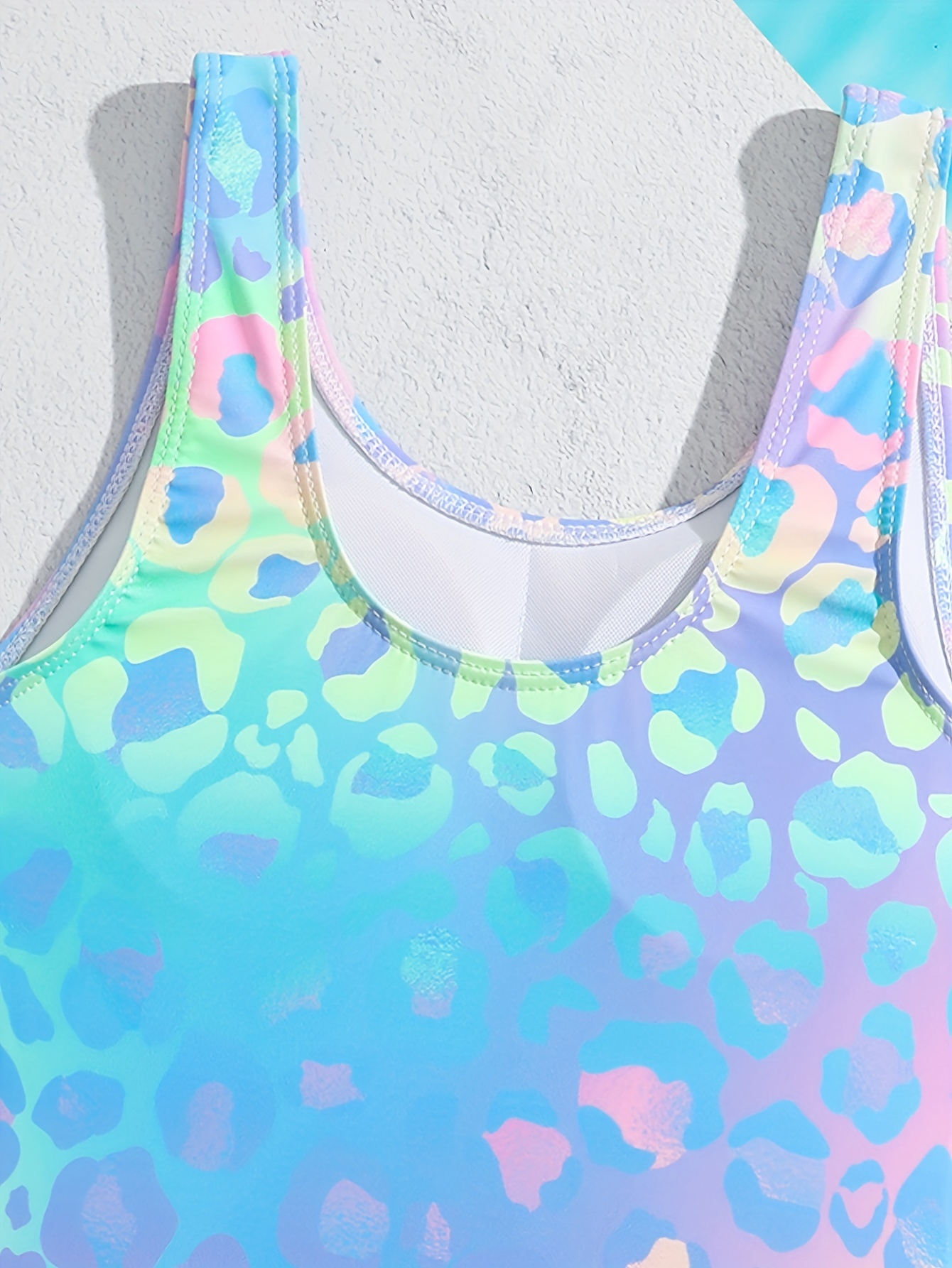 Girls Gradient Leopard Print Swimsuit Comfy Bathing Suit - Temu Australia