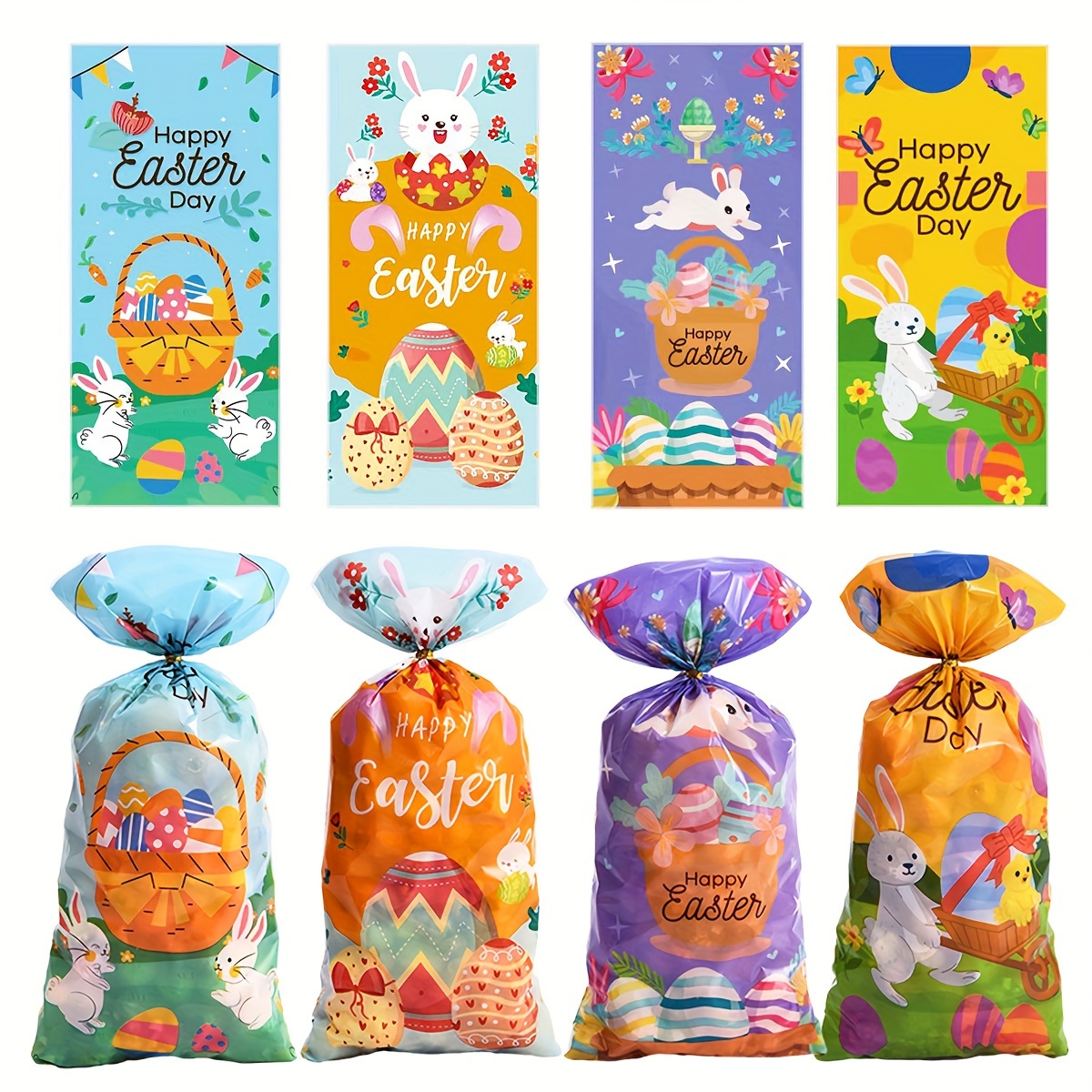 Happy Easter Rabbit Eggs Bunny Gift Bags Plastic Opp Candy - Temu ...