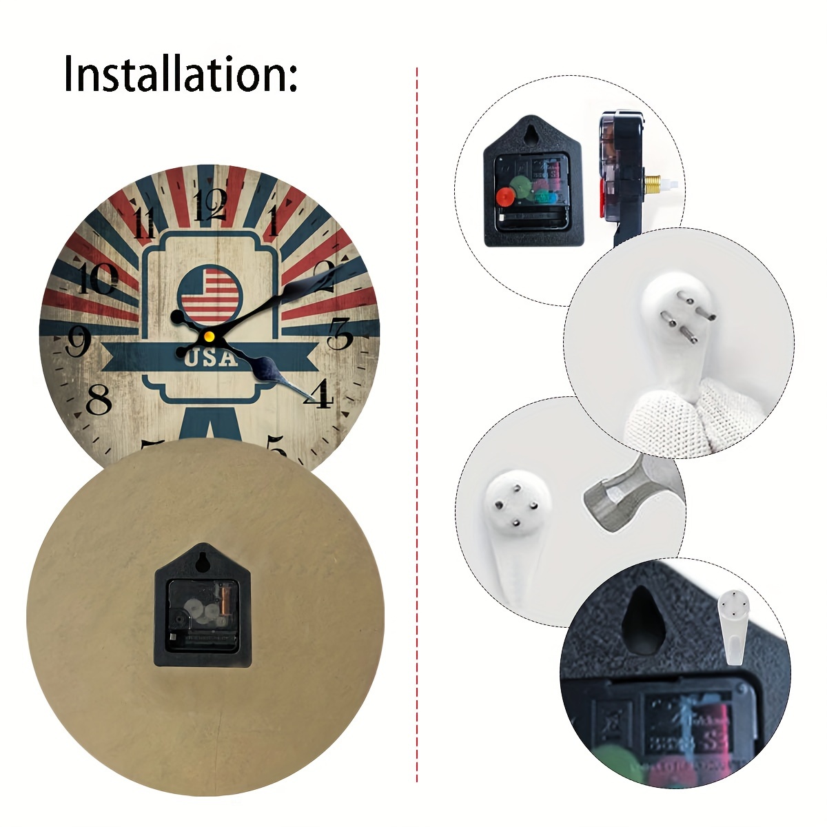 5d American Theme Round Wall Clock Waterproof And Scratch - Temu Canada