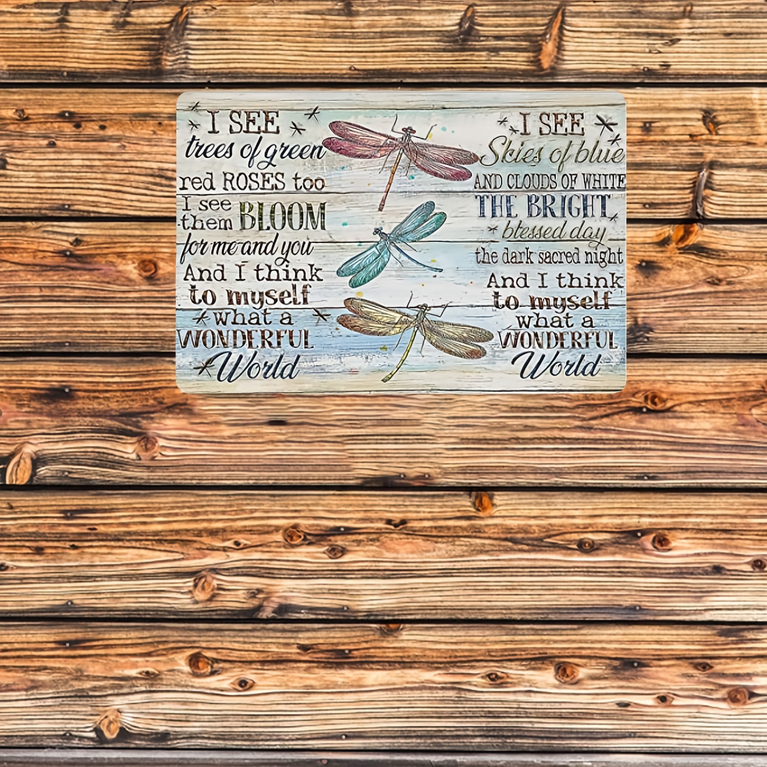 Vintage Rustic Wall Decor Sign Colorful Dragonfly See Trees - Temu