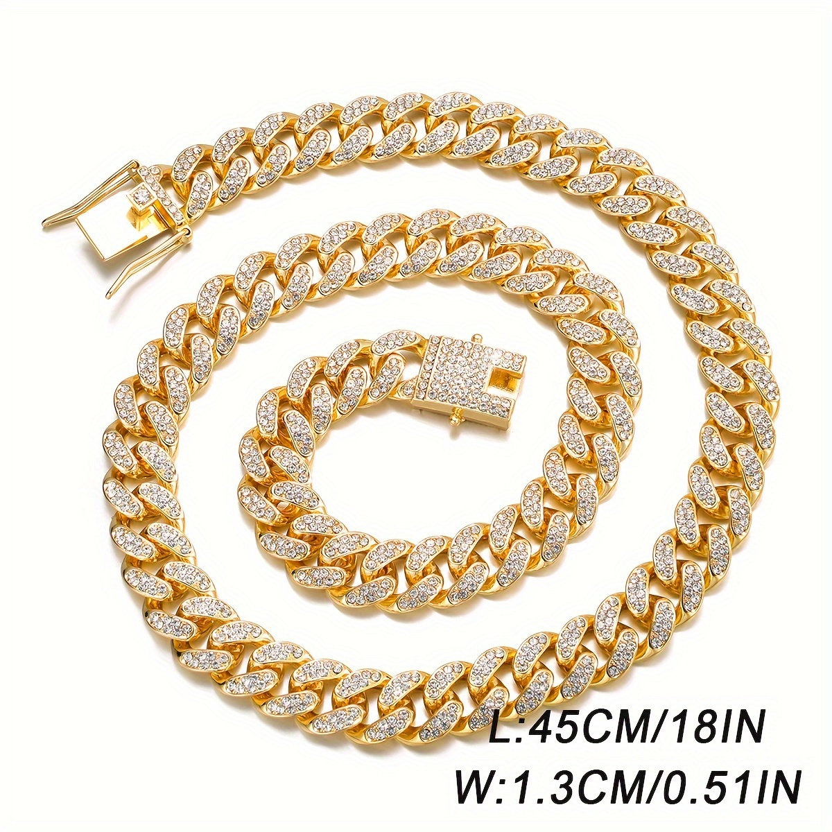 Bling Bling Rhinestone Inlaid Chain Design Cuban Necklace - Temu United ...