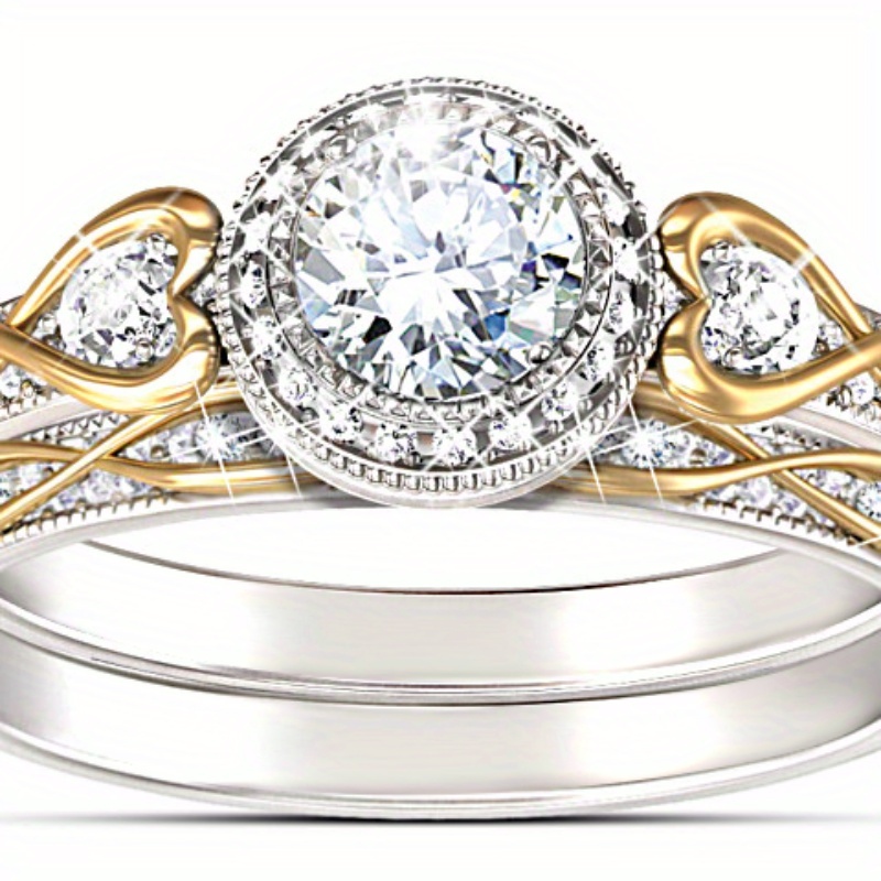 Exquisite Plated Alloy Ring Inlaid Shiny April birthstones - Temu