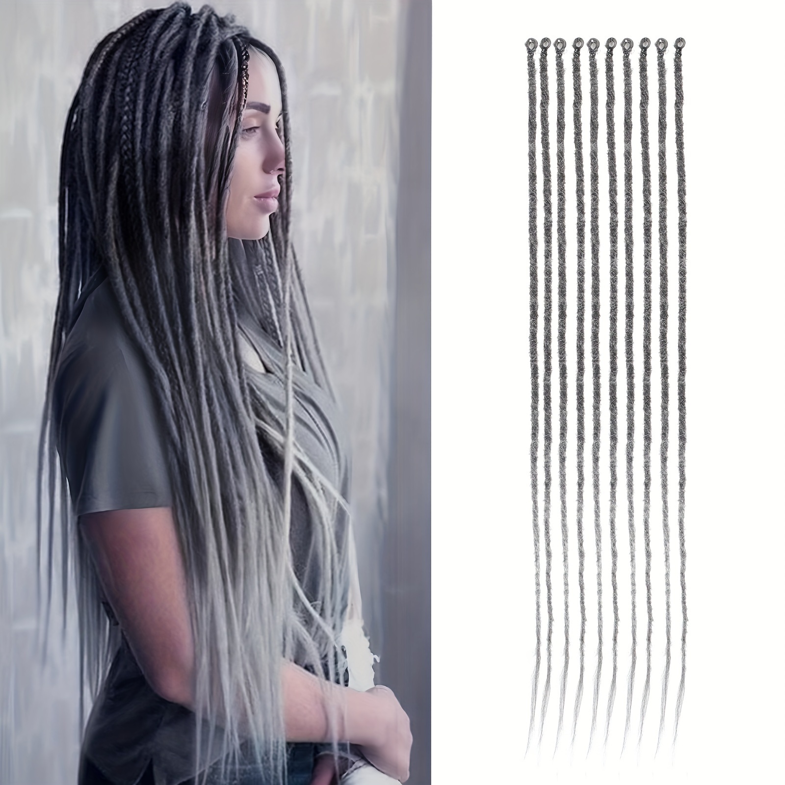 Synthetic Dreadlock Extensions 10 Strands Hippie Single - Temu