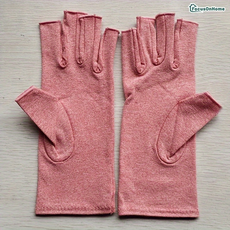 Focusonhome 1 Pair Half Finger Compression Gloves Gray Black Purple ...