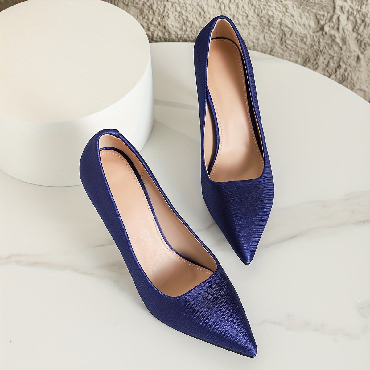 Women's Solid Color Stiletto Heels Elegant Point Toe Dress - Temu ...