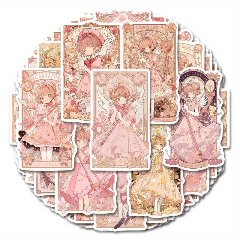 Cute Anime Tarot Card Pvc Graffiti Stickers Pack Laptop Temu