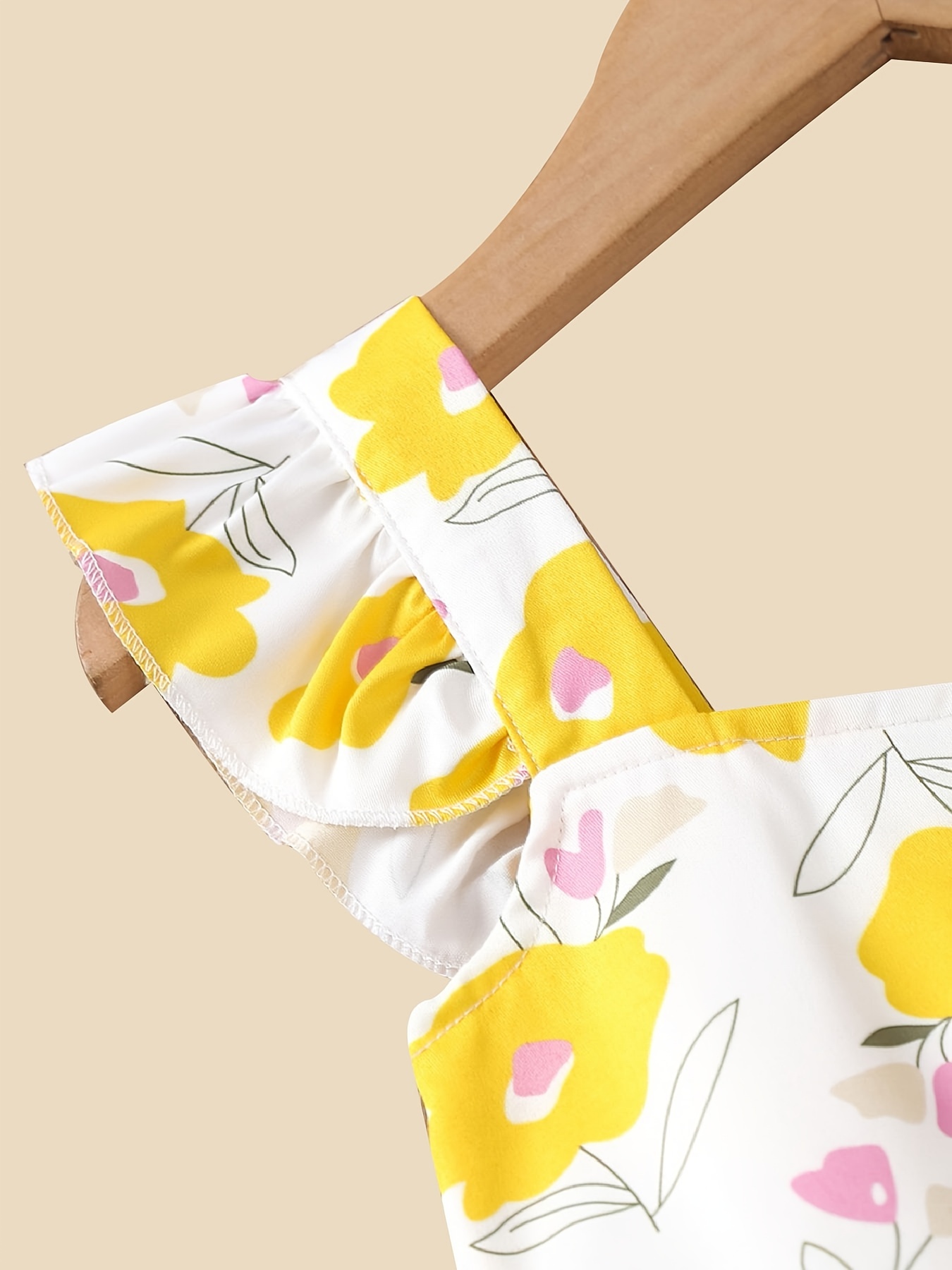 Girls Flowers Graphic Ruffle Trim Square Neck Cami Dress - Temu Ireland