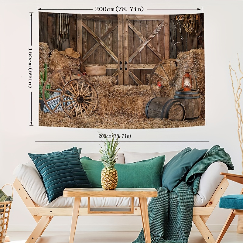 Western Cowboy Barn Door Pattern Tapestry Polyester Tapestry - Temu ...
