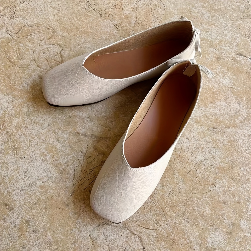 Womens Solid Color Flat Shoes Toe Slip Soft Sole - Temu Norway