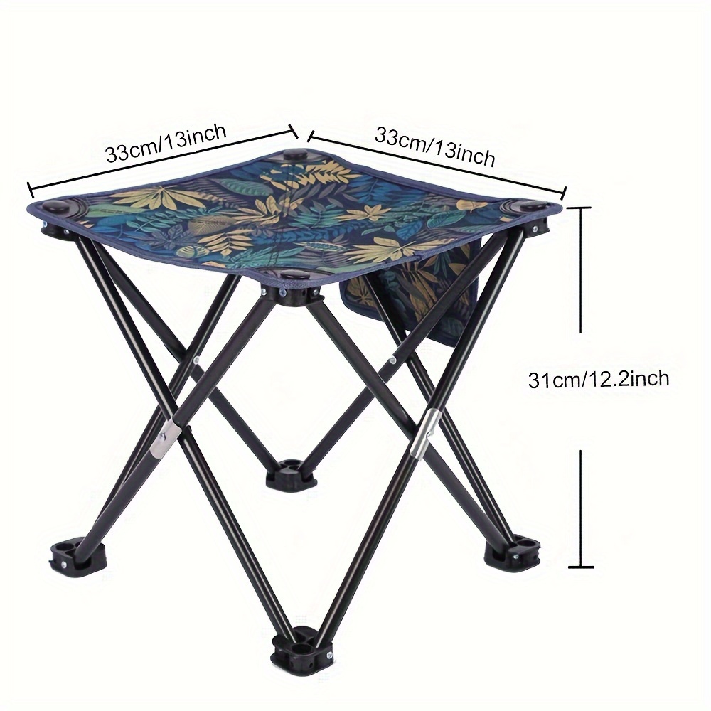 1pc Folding Camping Stool With Side Pocket Portable Folding Stool For ...