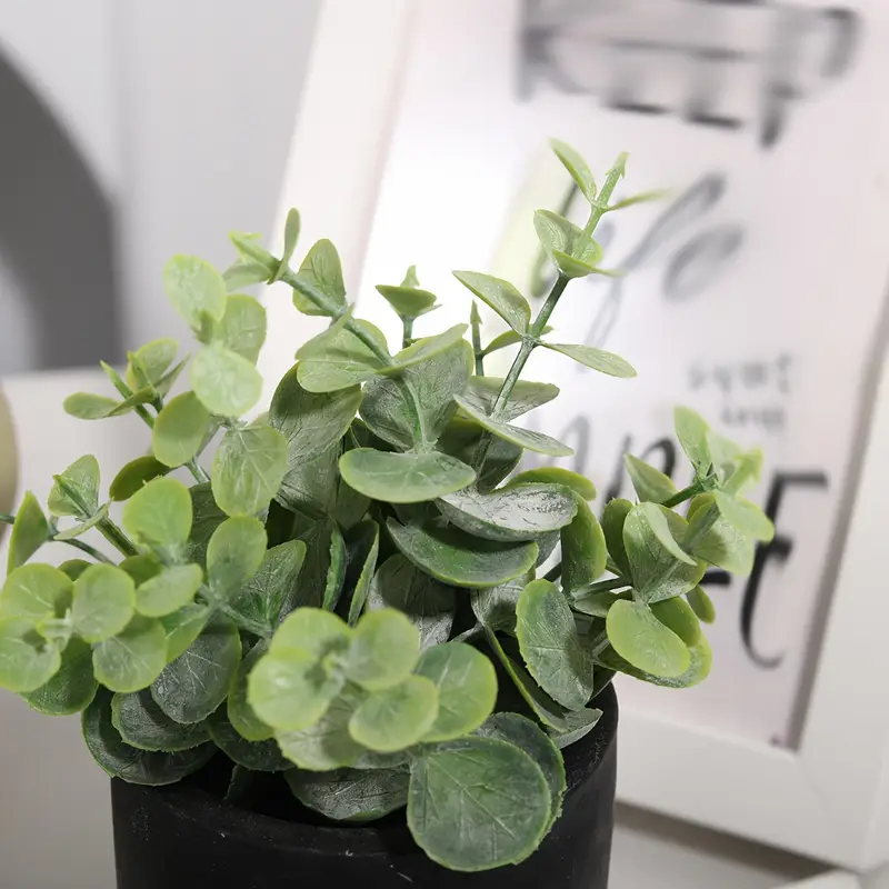 1pc 植物人工 ボックスウッド グリーンリーインポット、フェイクポットハーブ小さな家の植物屋内グリーンリーテーブ 装飾センターピース